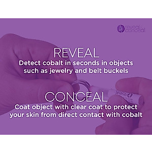 Reveal and Conceal Cobalt Test Kit by Smart Practice - Detecting Cobalt is a Snap - Test for Cobalt in Your Jewelry and Prevent Skin Exposure With Liquid Clear Coat - Includes 10 Test Swabs