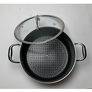 Hell's Kitchen Hybrid 7.5 Qt Pot and lid, Tri-Clad Stainless Steel and Nonstick Ceramic, PFAS Free, no PFOA, PTFE, or Teflon, Non Toxic Cookware, Metal Utensil Safe, All Cooktops and Oven Safe