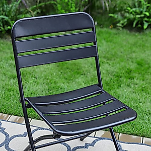 PHI VILLA Metal Steel Patio Dining Chairs Set of 2,Outdoor Bistro Chairs,Foldable Patio Dining Chairs for Garden,Backyard, Lawn, Porch, Poolside and Balcony,2 Packs