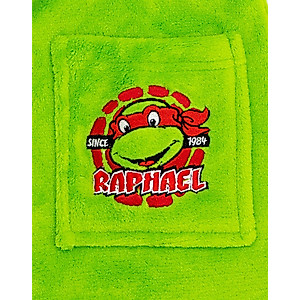 Teenage Mutant Ninja Turtles Boys Hooded Bathrobe Kids Superhero Dressing Gown in Green Cosy Comic Fleece Children Toddlers