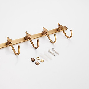 YUTU Antique Bronze Towel Hooks Brass 4 Hooks Bathroom Brushed Coat Hooks Rack,FGG0