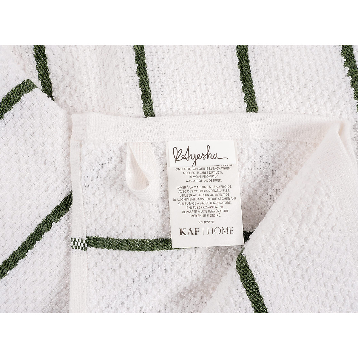 KAF Home Ayesha Curry Mixed Utility Kitchen Towel Set | Set of 6 Mixed Terry Kitchen Towels | Absorbent Kitchen Towels Perfect for Spills, Drying Dishes, Cooking, and Any Household Mess (Green)