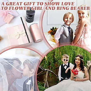 Sieral 2 Pcs 16 oz Flower Ring Bearer Tumbler Cup Stainless Steel Cup with Straw Water Bottle Gift Idea for Wedding Party(Black, Pink)