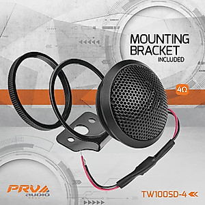 PRV AUDIO TW100SD-4 Soft Dome Tweeter Pair, 28 mm Dome, 4 Ohm, Sleek Flush Mount Design, Lightweight, Neodymium Magnets, Mounting Bracket Included (Pair)