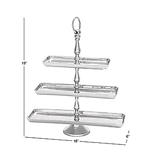 The Novogratz Aluminum 3 Level Tiered Server, 18" x 6" x 19", Silver
