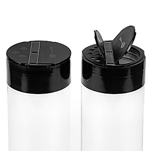 Foraineam 16 Pack - 17 oz. (500ml) Plastic Spice Jars Containers Bottles with Black Flip Cap To Pour Or Sifter Shaker - Perfect for Storing Spice, Powders and Herbs