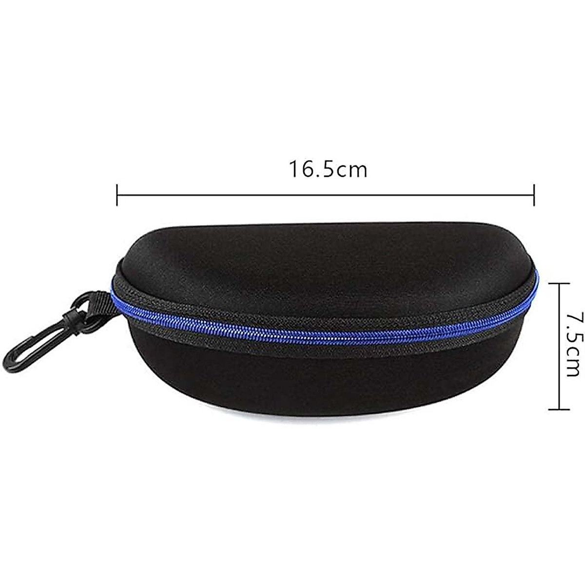 alladaga 3 Pack Zipper Shell Eyeglasses and Sunglasses Case with Plastic Carabiner Hook (Blue)