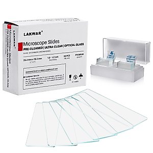 LAKWAR 100 Microscope Slides and Covers, Blank Glass Slides for Microscope, Pre-Cleaned Laboratory Microscope Slides and Coverslips, Premium-Grade White Glass Microscope Slides and Coverslips
