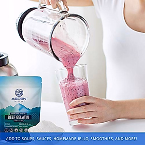 Aspen Naturals Grass Fed Beef Gelatin Powder. Pasture Raised, Grass-Fed Gelatin, Non-GMO, Paleo Friendly (24 oz). Unflavored Gelatin Powder. Easy to Mix Protein Supplement.