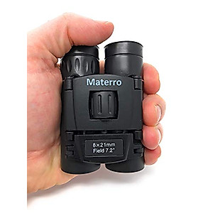 Materro High-Powered 8x21 Compact Binoculars for Adults and Kids, Waterproof, Durable, Folds to Fit in Your Pocket