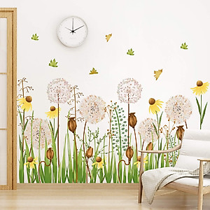 Amaonm Removable 3D Waterproof Green Plants Grass and Dandelion Wall Decals DIY Peel and Stick Decor Wall Sticker for Kids Girls Baby Bedroom Living Room Kindergarten Nursery Classroom Decoration (B)