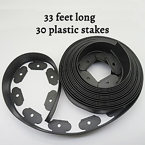 No Dig Landscape Edging - Flower Bed Lawn Garden Border Rubber Edging for Wild Flower Garden Yard (30Feet-Black)