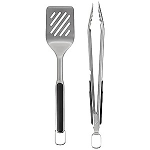 OXO Good Grips Grilling Tools, 3pc Set-Tongs, Turner Rest, Black