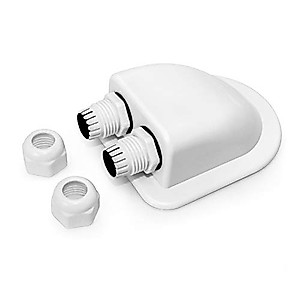 QWORK 2 Pcs IP68 Waterproof ABS Solar Double Cable Entry Gland-Weather Resistant Dual Cable Entry Housing for Solar Panels of RV, Caravan and Marine, White
