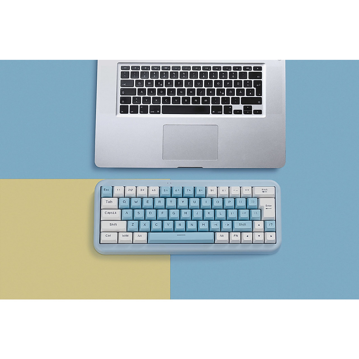 KOLMAX 60% Wireless Gaming Keyboard,Ultra-Compact 2.4G Rechargeable RGB Gaming Keyboard,with Detachable Wrist Rest Backlit Ergonomic 63 Keys Keyboard for Windows Mac PC Xbox PS4 Gamers(Bluewhite)…