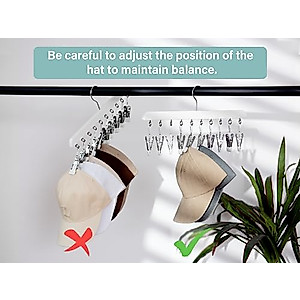 StorageWorks Hat Organizer, Hat Storage for Closet, Hat Racks for Baseball Caps, Set of 2 Cap Organizer with 10 Adjustable Stainless Steel Clips, Fits All Caps, White