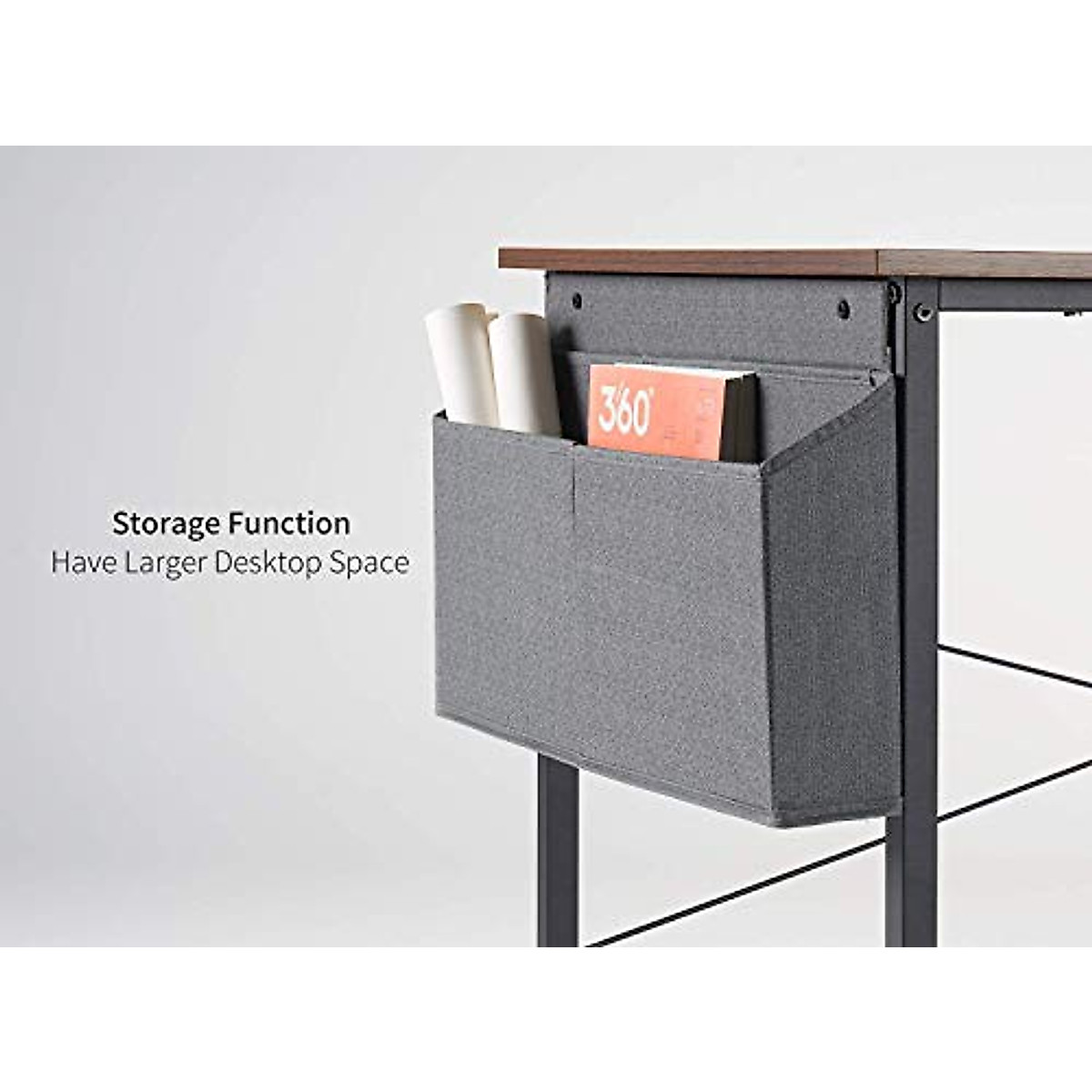 Cubiker Computer Desk 55 inch Home Office Writing Study Desk, Modern Simple Style Laptop Table with Storage Bag, Walnut