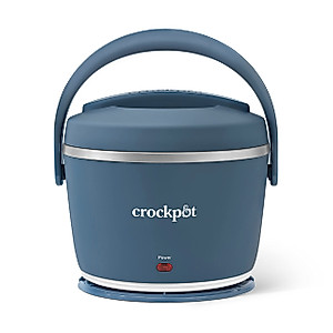 Crockpot Electric Lunch Box, Portable Food Warmer for On-the-Go, 20-Ounce, Faded Blue & 7-Quart Oval Manual Slow Cooker | Stainless Steel (SCV700-S-BR)