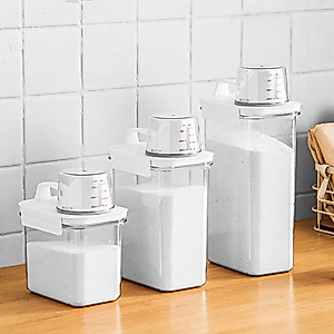 [2 Pack] Laundry Detergent Dispenser for Laundry Room Organization and Storage,61 Oz Laundry Soap Dispenser,Liquid Laundry Detergent Dispenser with 4 Removable Labels,BPA Free & PET Plastic,Clear