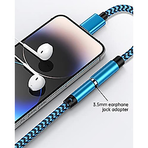 iPhone Headphone Adapter, 2Pack Apple Dongle Lightning to 3.5mm Jack Converter Braided Audio Aux Cord Earbuds Splitter Adaptor Compatible with iPhone 14 13 12 11 Pro Max X XR XS SE 8 7 Plus iPad iPod