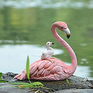 Pink Flamingo and Egret Garden Statues Sculptures, Mini Pink Flamingo Lawn Ornaments Tabletop Statue Resin Birds Yard Art Outdoor Statue, for Home, Bookshelf Patio
