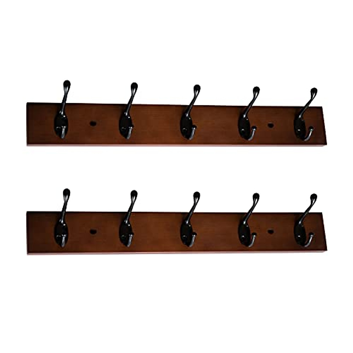 ROOREVO Wall Mount Coat Rack Coat Hooks, Wall hat Hanger,Walnut,2 Pack
