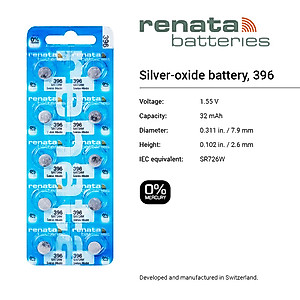 Renata Batteries 396 Silver Oxide Battery (5 Pack)