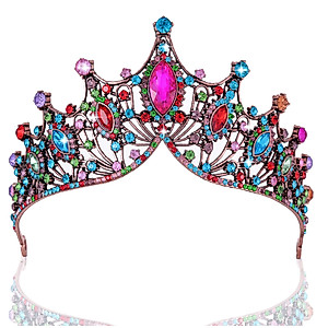 Kamirola Baroque Queen Crown,Rhinestone Wedding Bridal Crown and Tiaras Crystal Headband For Birthday Prom Pageant Party halloween… TR09 (Purple 13)