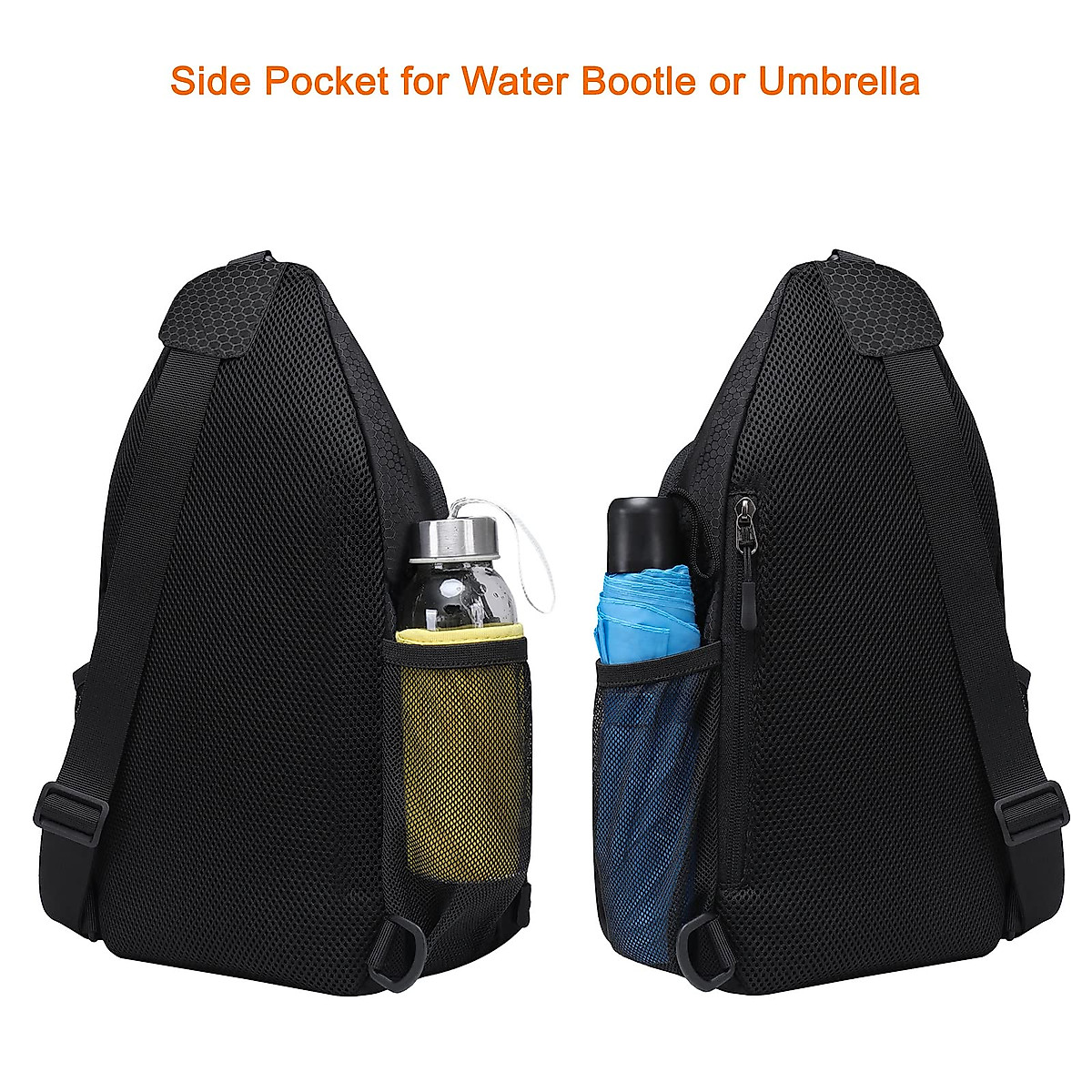 MOSISO Sling Backpack, Lightweight Crossbody Bag with Front Raised Pocket Chest Shoulder Travel Hiking Daypack Bag for Women Men, Black