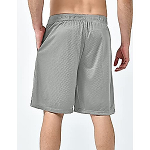 5 Pack: Mens Athletic Shorts, 9" Mesh Basketball Shorts Men Active Gym Shorts with Pockets (Set 1, Large)