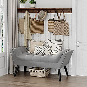 Andeworld Tufted Bed Bench Fabric Ottoman Footstools for Bed Room -Gray