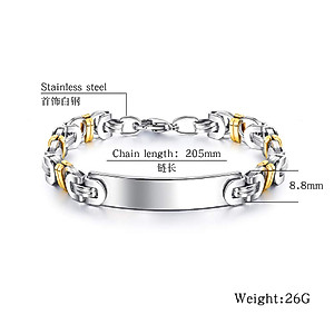 Personalized Custom Stainless Steel Medical Alert Disease Awareness Gold Plated Byzantine Bracelet Women Men Identification ID Bangle Emergency Life Save for Mom,Dad,Son,Daughter,Free Engrave