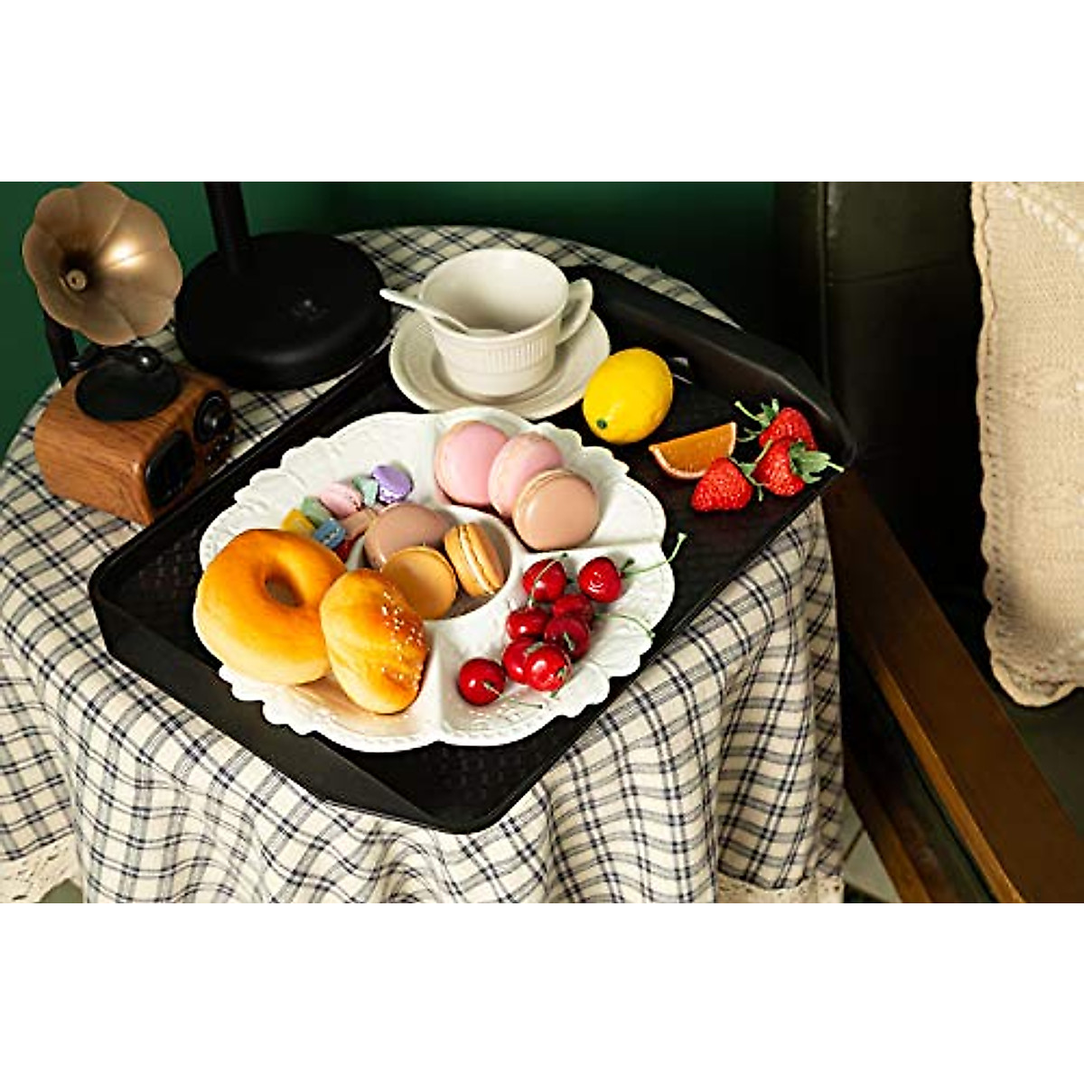 Aebeky Plastic Fast Food Tray,16.7 by 11.8-Inch,Set of 12 (Black)