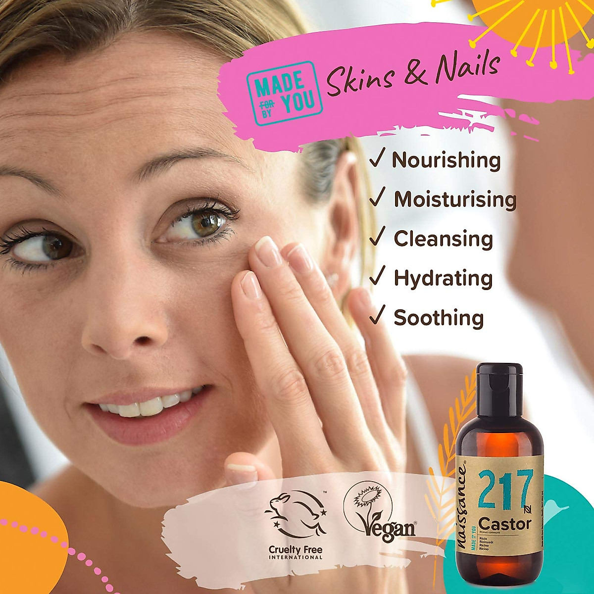 naissance Cold Pressed Castor Oil 4 fl oz - For Hair, Beard, Eyelashes, Eyebrows, Nails and Skin - Pure & Natural, Virgin, Unrefined, Vegan, Hexane-Free, Non GMO, Cruelty Free