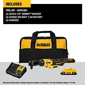 DEWALT ATOMIC 20V MAX* Brushless 1/2 in. Ratchet Kit (DCF512D1)
