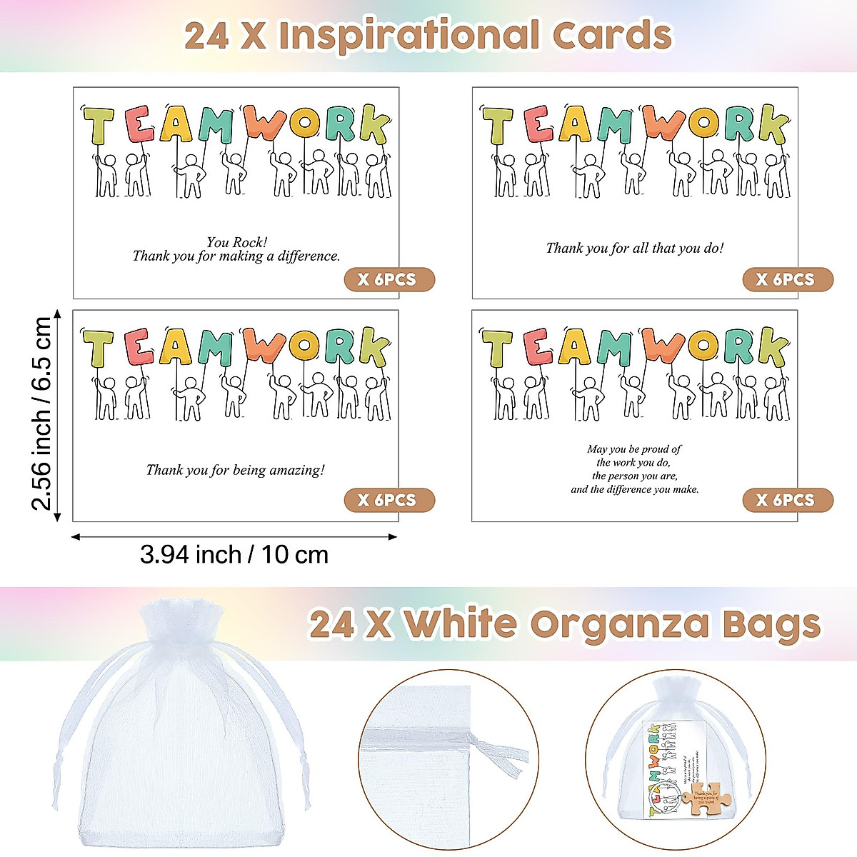 Ecation 24 Sets Team Gifts for Coworker Wooden Puzzle Keychains Inspirational Keychain Thank You for Being a Piece of Our Team Inspirational Cards Team Appreciation Gifts for Employee Staff