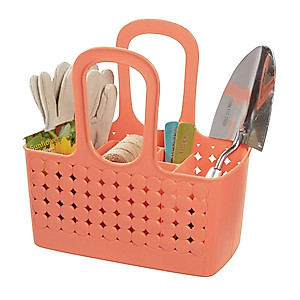 iDesign Orbz Bathroom Shower Tote for Shampoo, Cosmetics, Beauty Products - Small, Divided, Coral