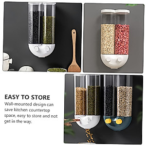 CIYODO 1pc Mounted Wall- Sugar Grain Household Capacity Kitchen Dry Rise Tea Flour Dispenser Storage Home Containers Double Seasoning Container Canister Restaurant Countertop Food