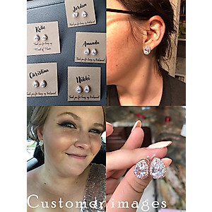 SWEETV Teardrop Bridal Earrings for Wedding, Prom - Elegant Cubic Zirconia Stud Earrings for women, brides, bridesmaids,Siver