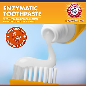 Arm & Hammer Dog Dental Kit - Enzymatic Dog Toothpaste 2.5 oz Chicken Flavor - Dog Toothbrush & Finger Brush - Tartar & Gum Cleaning with Baking Soda Enhanced Formula - Complete Dental Care for Dogs