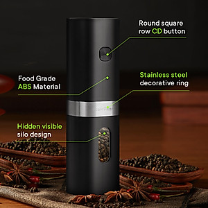 𝙉𝙀𝙒 POSHPEAK Electric Salt and Pepper Grinder Set (2 Pack), Battery+USB Rechargeable 2 in 1, Auto Seasoning Mills W/Dual Charging Base, One Hand Operation, Adjustable Coarseness Shakers, LED Light