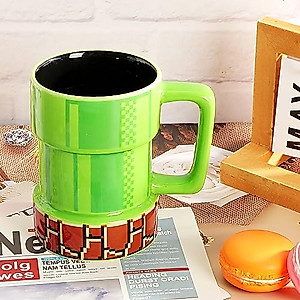 Kriymd Gamer Pipe Ceramic Tea Coffee Cup Mug Collectible 15 Oz Ounces (Warp Pipe Mug) Kid Birthday Party Gift