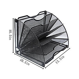 EasyPAG Desk File Organizer 6 Compartment Fan-Shaped Filing Paper Holder Letters Tray Desk Organizers and Accessories ,Black
