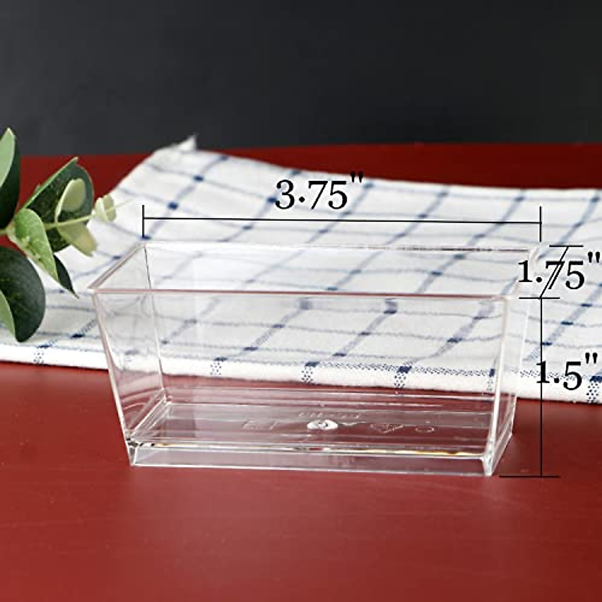 Tosnail 100 Pack 5oz Rectangular Dessert Appetizer Tumbler Cups with 100 Plastic Spoons