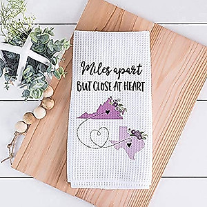 Long Distance Kitchen Towel | Two State Mother Daughter | Gift For Friend | Gift For Her | Mother Present | Mothers Day Gift | Long Distance Map Gift | Unique Sister Gift | Gift for Daughter