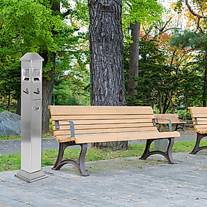 lukar Commercial Trash Receptacles Metal Trash Container Heavy Duty Trash Disposal Outdoor Vertical Trash Can for Patios Gardens Hotels Pubs Offices(Silver)