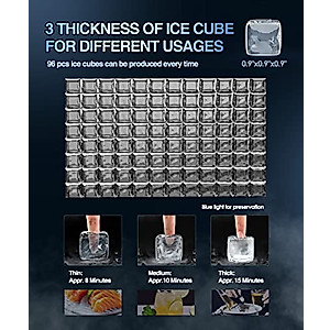 RovaEarth Commercial Ice Maker Machine 220LBS/24H with 55LBS Storage Bin, ETL Approved,96 Ice Cubes Ready in 8-15 Mins, Stainless Steel Freestanding Ice Machine for Home/Office/Bar/Coffee Shop