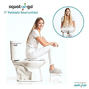Squat N Go Folding Squatting Stool | The Only Foldable Toilet Stool | Convenient and Compact Great for Travel | Fits All Toilets, Folds for Easy Storage, Use in Any Bathroom | White Color |