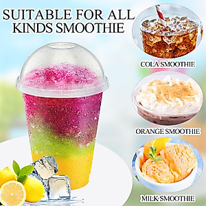 Ninehaoou 6 Sets 16 oz Reusable Glitter Plastic Cups with Dome Lids Detachable Spoon Straws Reusable Plastic Slushy Smoothie Tumbler for Halloween Xmas Thanksgiving Party Supplies (Transparent White)