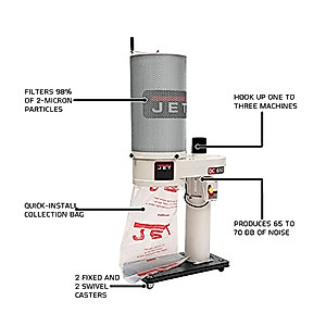 JET DC-650CK Dust Collector, 2-Micron Canister Filter, 650 CFM, 1 HP, 1Ph 115/230V (708642CK)